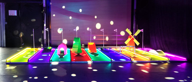 LED 18 Hole Mini Golf Rental - LED Glowing Golf Games for Rent
